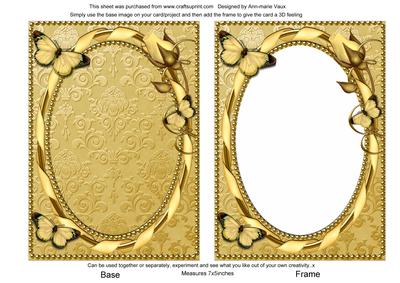 Gold Butterfly Ornate 7x5inch Plain Card Front and Frame - CUP130735_10 ...