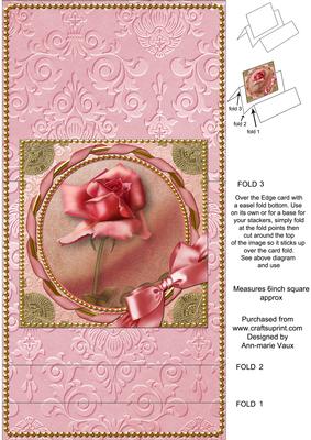 Pink Rose 1 Gold Easel Over The Edge Card Cup133173 10 Craftsuprint
