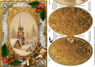 Gold Steeple Holly A5 Locket Card Front - CUP144388_10 | Craftsuprint