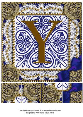 Vintage Blue Y Monogram 8inch Picture Sheet - CUP154863_10 | Craftsuprint