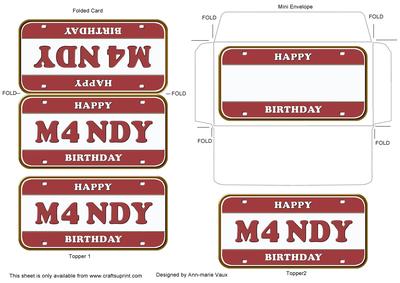 Mandy Happy Birthday Number Plate Mini Card Envelope Aio - CUP158420_10 ...