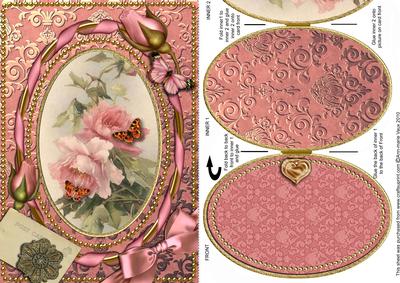 Pink Roses Butterfly A5 Locket Card Front - CUP162457_10 | Craftsuprint