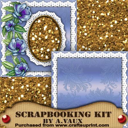 Blue Floral Frame Scarpbooking Quick Page Kit - CUP207505_10 | Craftsuprint