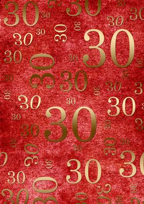 Red and Gold 30th Birthday A4 Backing Paper - CUP217425_10 | Craftsuprint