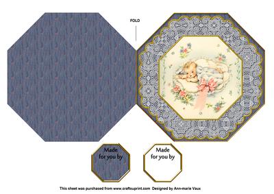 Baby Boy Octagon Lace Picture Fold Card - CUP228399_10 | Craftsuprint