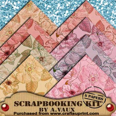 Big Florals Set 1 Pastels Scapbooking Paper Kit - CUP229422_10 ...