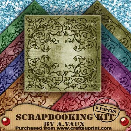 Ornate Scroll Vintage Tea 8 Scrapbooking Papers Kit - CUP231275_10 ...