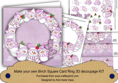 Lilac Snowmen 8in Decoupage 3D Ring Card Kit - CUP233760_10 | Craftsuprint