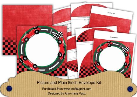 Red Racing Car 8in Square Envelope Kit - CUP233784_10 | Craftsuprint