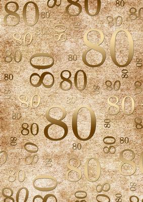 Natural Gold 80 Birthday A4 Backing Paper - CUP286465_10 | Craftsuprint
