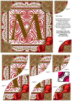 Red m Initial Monogram 6in Duo Corner Stacker - CUP306127_10 | Craftsuprint