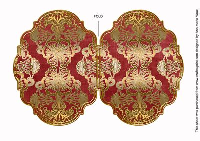 Red Damask 7x5in Fancy Bracket Folded Card - CUP331196_10 | Craftsuprint