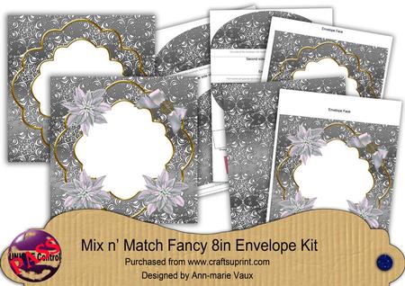 Silver White Flake Fancy 8in Envelope Kit - CUP343613_10 | Craftsuprint