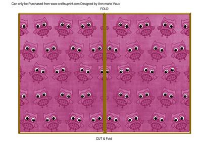 Cerise Toned Owl 7x5 Cut and Fold Card - CUP358767_10 | Craftsuprint