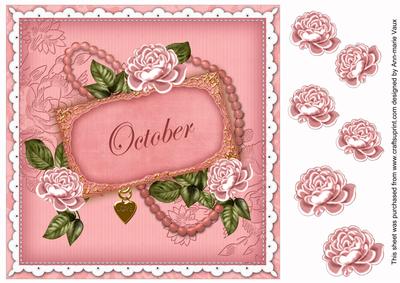 Pink Roses October 8in Vintage Decoupage Topper - CUP414300_10 ...