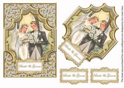 Cream Couple Bride & Groom 7x5 Step by Step - CUP417866_10 | Craftsuprint