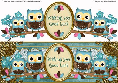 Blue Owls Good Luck Large Dl Decoupage Step by Step - CUP488770_10 ...