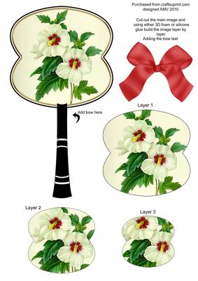 White Hibiscus Oriental Hand Fan Toppers Hand Fan - CUP56866_10 ...