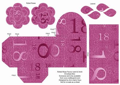 Cerise Age 18 Rolled Rose 3in Favour/gift Box N' Card - CUP590916_10 ...