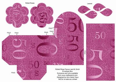 Cerise Age 50 Rolled Rose 3in Favour/gift Box N' Card - CUP590931_10 ...