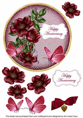 Hot Pink Wild Rose Anniversary 7in Circle Decoupage Topper - CUP615712 ...