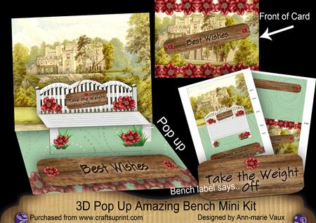 Red Rose Best Wishes 3D Pop-up Bench Mini Kit - CUP618757_10 | Craftsuprint