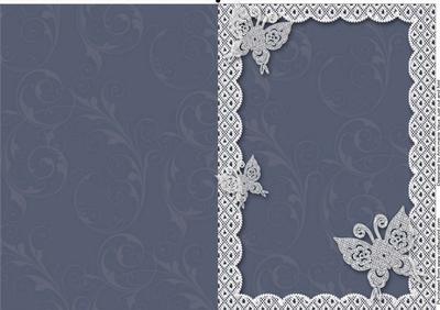 Muted Blue Lace Butterfly Scallop Blank Card - CUP66053_10 | Craftsuprint