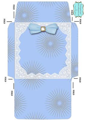 Blue White Daisy Square Lace Envelope - CUP68801_10 | Craftsuprint