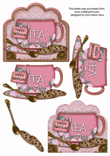 Pink Happy Birthday Tea Cup Scallop Decoupage Step by Step - CUP757132 ...