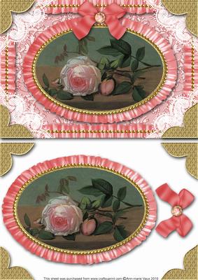 Single Pink Rose Lace N Ruffle Card Front Step by Step - CUP83442_10 ...
