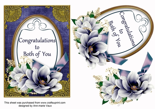 Dark Blue Congratulations Both Magnolia 7x5in Oval Decoupage Topper ...