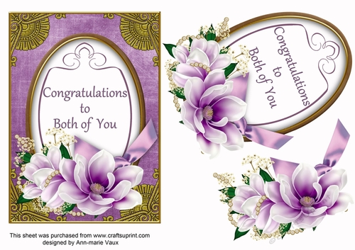 Purple Congratulations Both Magnolia 7x5in Oval Decoupage Topper ...