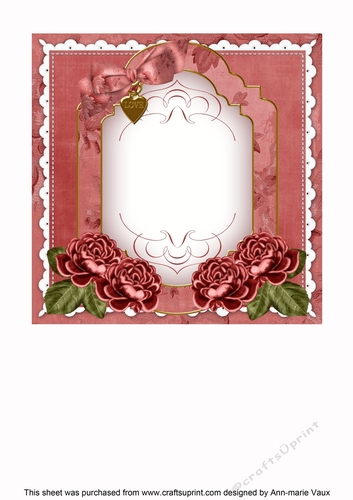 Dark Red Rose Fancy Floral 7inch Insert Panel - CUP958060_10 | Craftsuprint