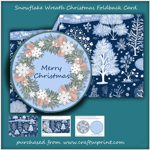Snowflake Wreath Christmas Fold Back Card - CUP1257348_124456 ...