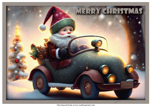 Santa driving a car A4 - CUP1260615_1051 | Craftsuprint