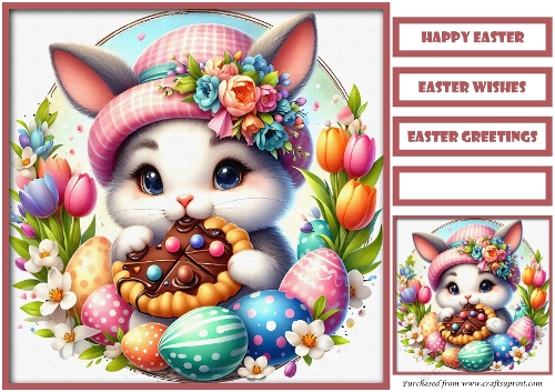 Cute Easter Bunny Eating Chocolate Pie Quick Card - CUP1363103_1051 ...