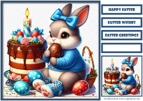 Cute Easter Bunny Eating Chocolate Egg Quick Card - CUP1363192_1051 ...
