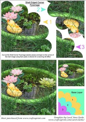Cute Garden Pond Shell Edged Corner Stacker - CUP341442_1051 | Craftsuprint