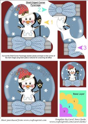 Christmas Penguin Snow Globe Shell Edged Corner Stacker 3 - CUP346009 ...