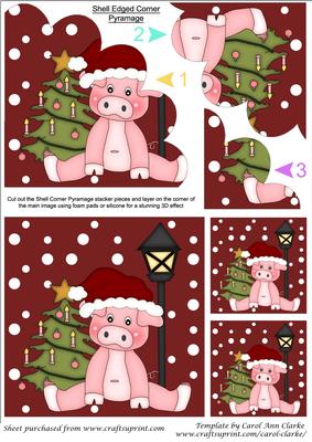 Christmas Pig Shell Edged Corner Stacker 1 - CUP376709_1051 | Craftsuprint