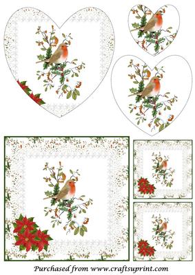 Christmas Robin on Branch Heart Shaped Pyramid - CUP392667_1051 ...