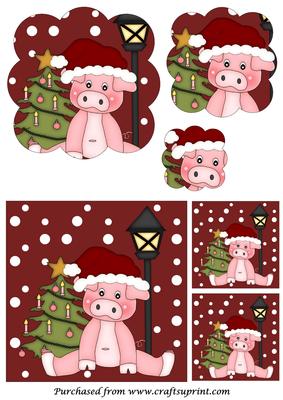 Christmas Pig Scalloped Pyramid 1 - CUP455839_1051 | Craftsuprint