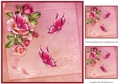 Roses with Red Butterflies Topper - CUP595454_1051 | Craftsuprint