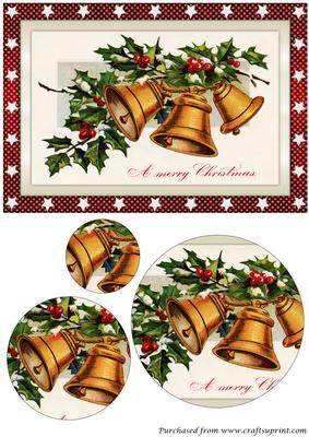 Vintage Christmas Gold Bells Circle Pyramid - CUP627225_1051 | Craftsuprint