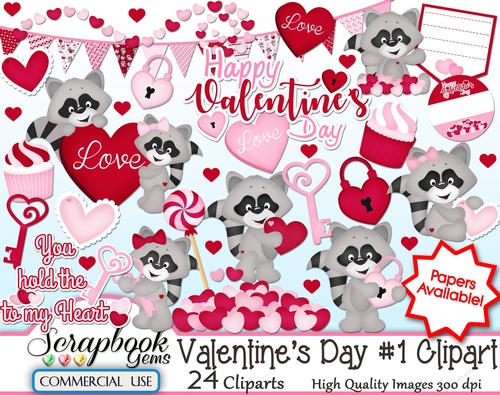 VALENTINES DAY SET 1 CLIPART - 24 Clipart Images - CUP850553_88215 ...