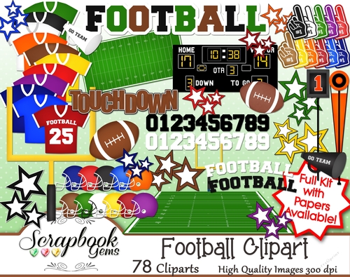 FOOTBALL Clipart - 78 Clipart Images - CUP850558_88215 | Craftsuprint