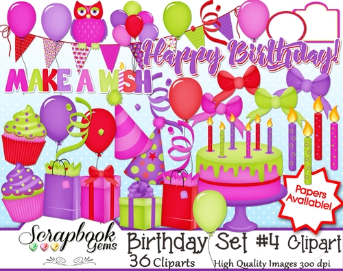 BIRTHDAY Set #4 CLIPART - 36 Clipart Images - CUP850858_88215 ...