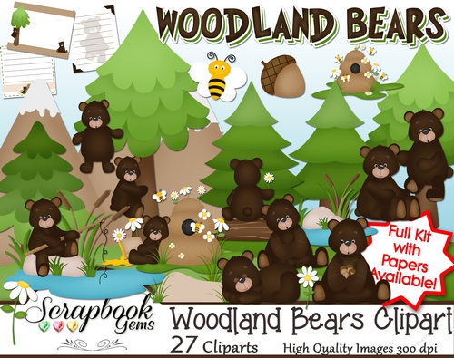 WOODLAND BEARS CLIPART - 27 Clipart Images - CUP850929_88215 | Craftsuprint