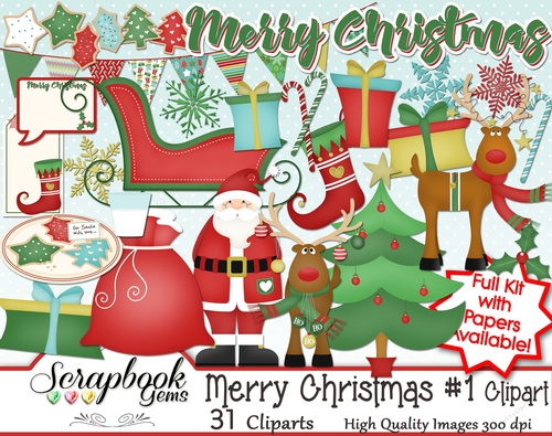 MERRY CHRISTMAS SET #1 CLIPART - 31 Clipart Images - CUP851125_88215 ...