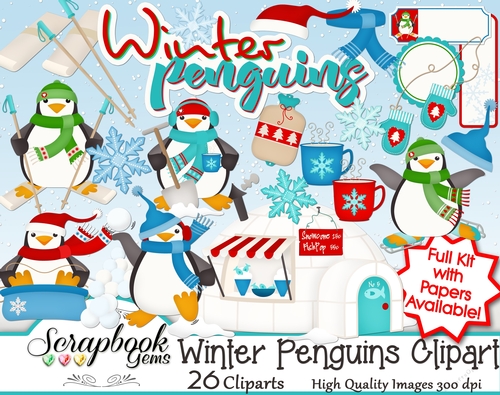 WINTER PENGUINS CLIPART - 26 Clipart Images - CUP851132_88215 ...